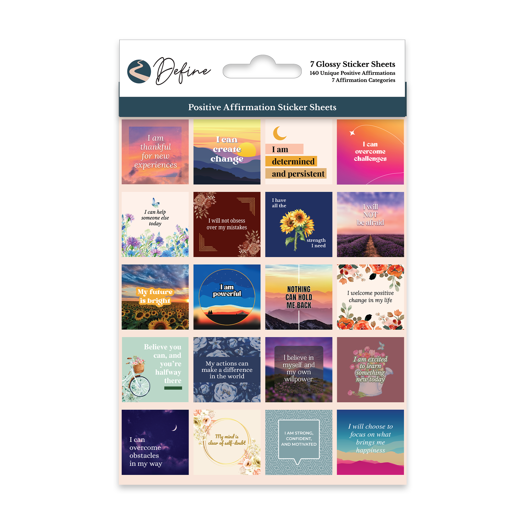 Positive Affirmation Stickers – Motivational & Uplifting – Define
